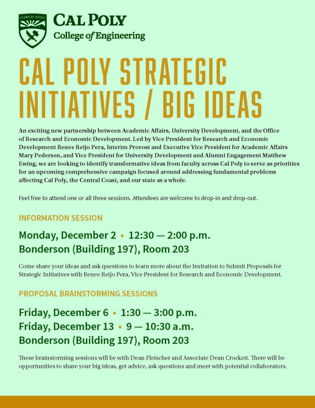 Cal Poly Strategic Initiatives/Big Ideas Brainstorming Sessions