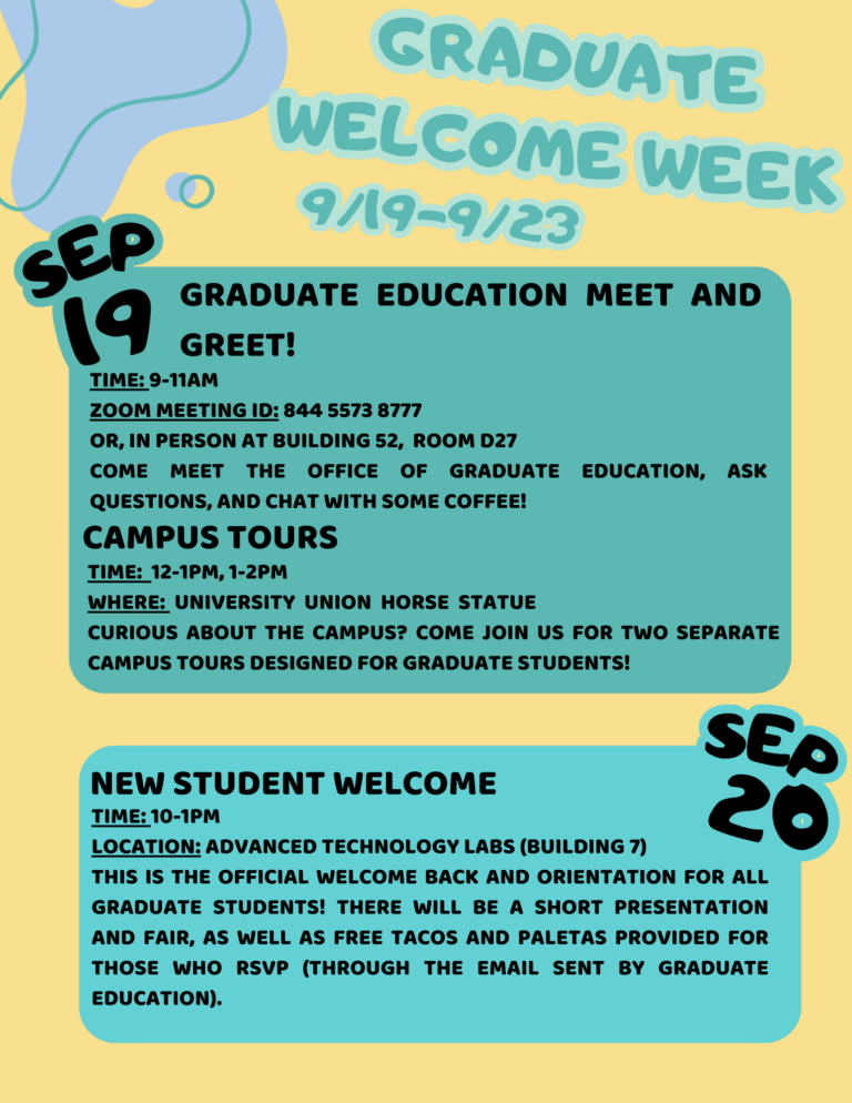 Graduate Student Welcome Week Events